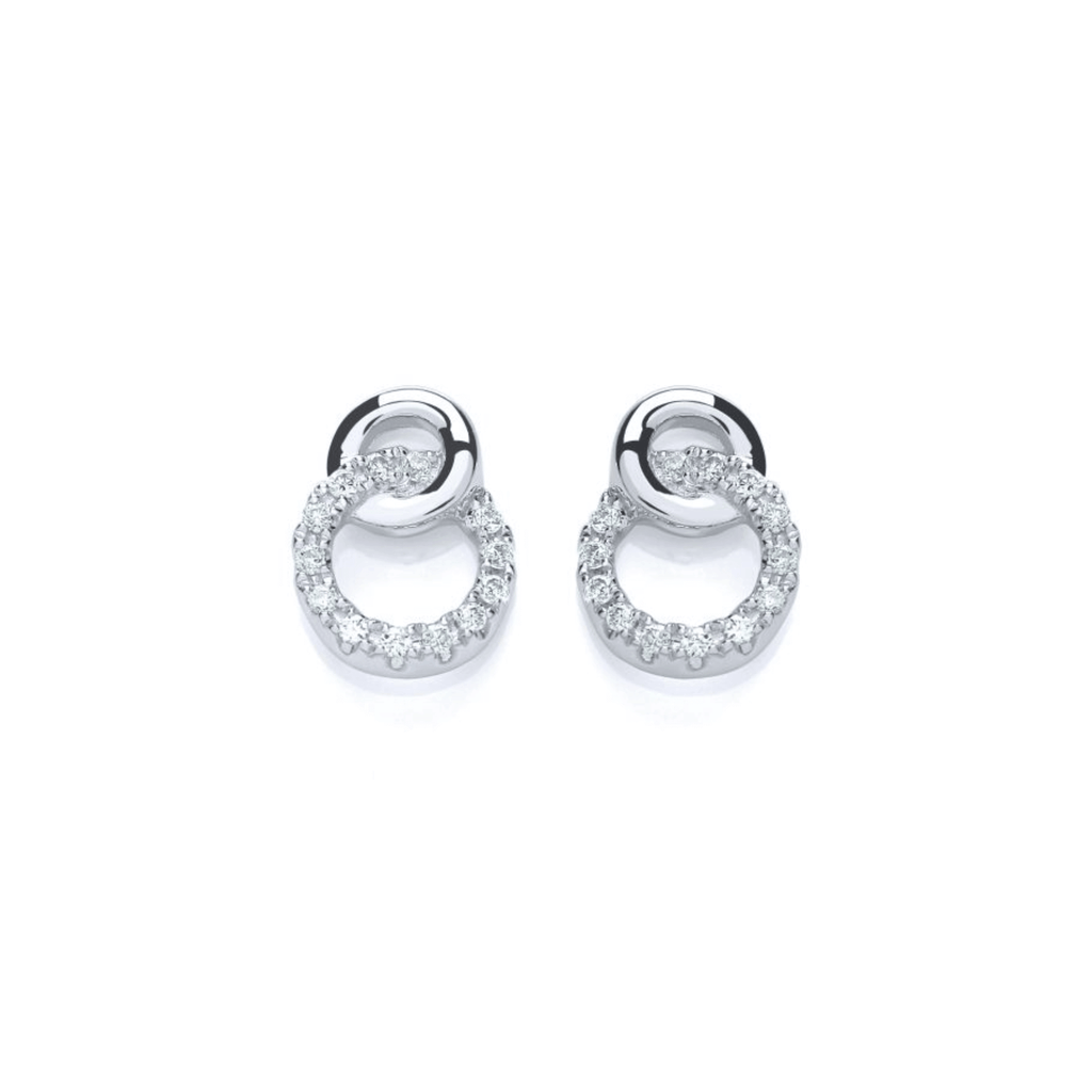 9ct White Gold Diamond Interlocking Circles Earrings – Strange the ...