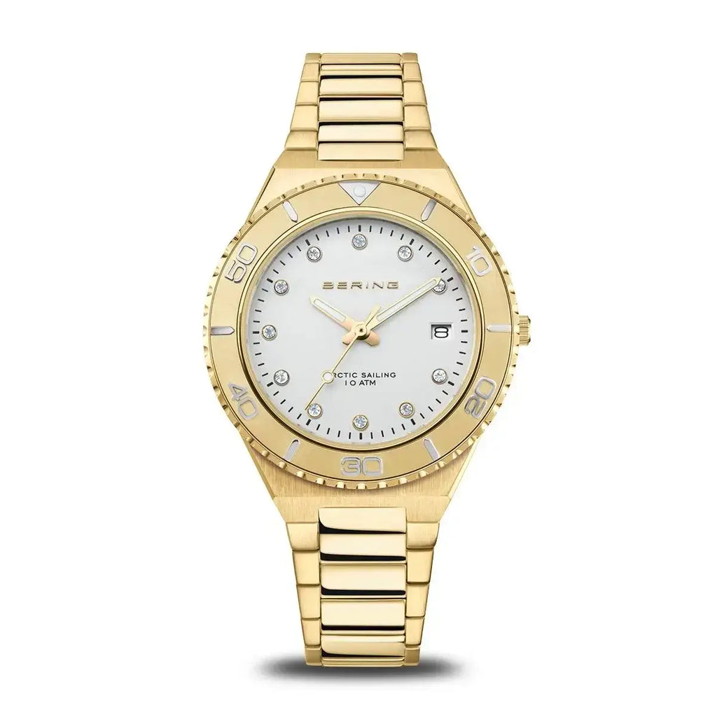 Bering Ladies Gold White Dial Watch | 18936-734 | Bering Watch ...