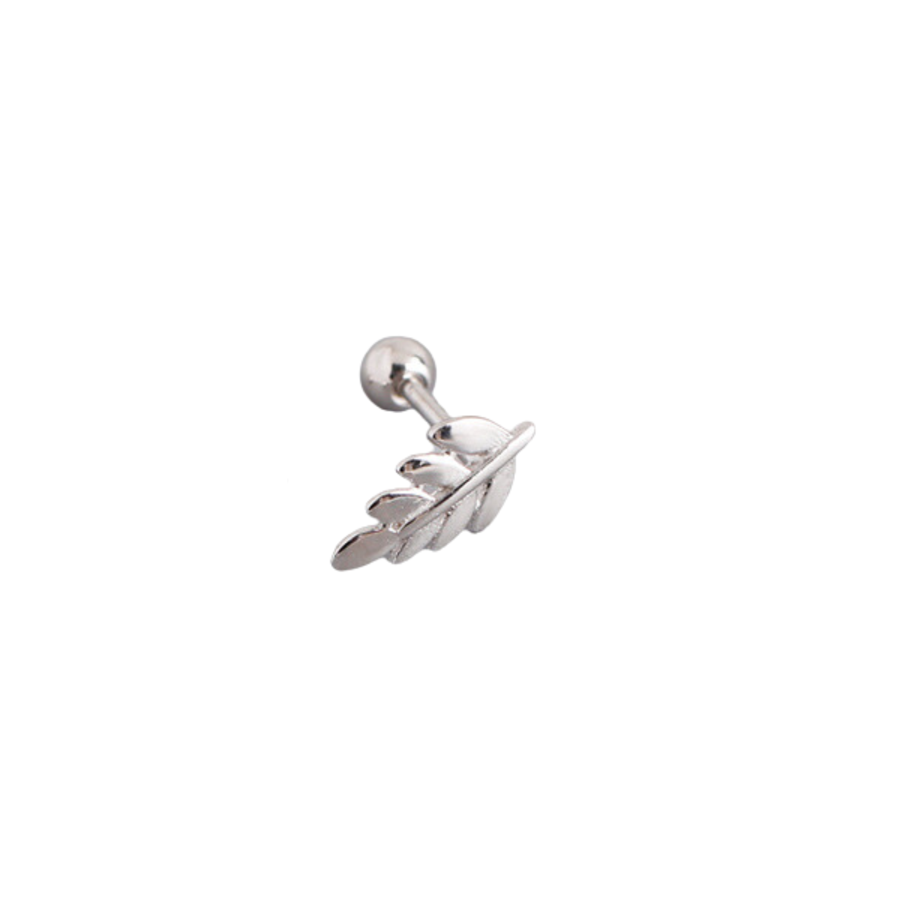 Silver Leaf Cartilage Stud | Hypoallergenic Cartilage Studs – Strange ...