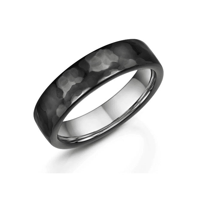 Zedd Zirconium 6mm Hammered Ring | Untraditional Wedding Rings For Men ...