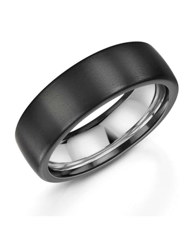 Zedd Zirconium 7mm Satin Finished Ring | Black Rings For Him – Strange ...