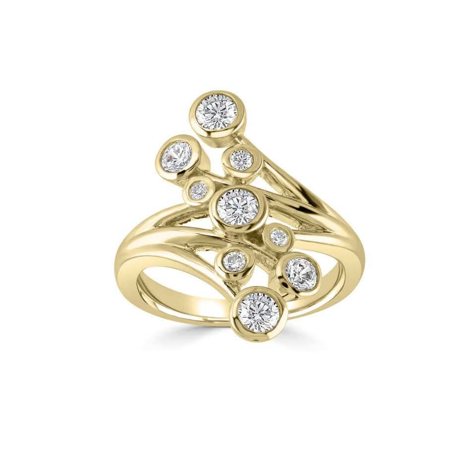18ct Yellow Gold Up The Finger Diamond Bubbles Ring – Strange the Jewellers